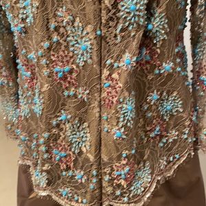 gabriella arango | Dresses | Bronze Long Sleeve Taffeta And Lace ...